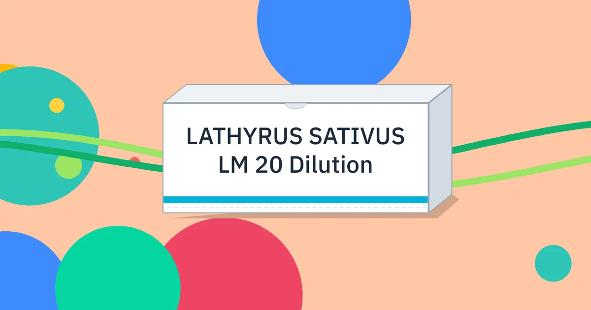 Symbolbild: Packung mit der Aufschrift LATHYRUS SATIVUS LM 20 Dilution (PZN 13523685) – Verfügbarkeit und Bezug in Apotheken in Frankfurt am Main