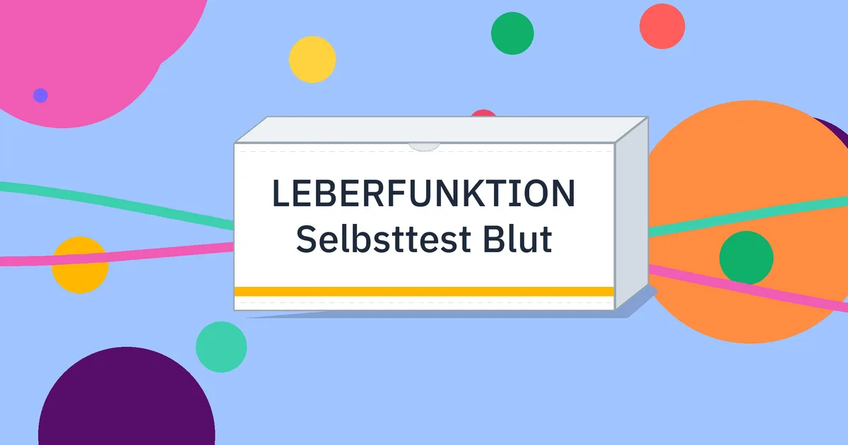 Symbolbild: Packung mit der Aufschrift LEBERFUNKTION Selbsttest Blut (PZN 18795359) – Verfügbarkeit und Bezug in Apotheken in Frankfurt am Main