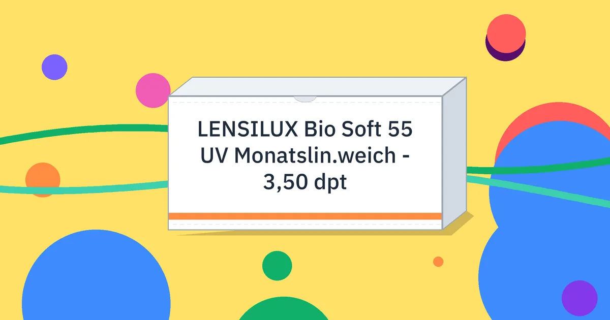 Symbolbild: Packung mit der Aufschrift LENSILUX Bio Soft 55 UV Monatslin.weich -3,50 dpt (PZN 20001740) – Verfügbarkeit und Bezug in Apotheken in Frankfurt am Main