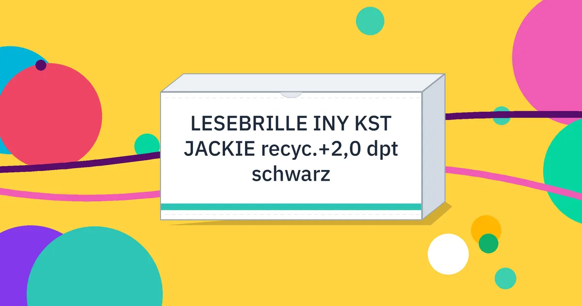 Symbolbild: Packung mit der Aufschrift LESEBRILLE INY KST JACKIE recyc.+2,0 dpt schwarz (PZN 19927828) – Verfügbarkeit und Bezug in Apotheken in Frankfurt am Main