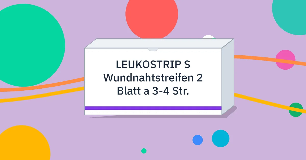Symbolbild: Packung mit der Aufschrift LEUKOSTRIP S Wundnahtstreifen 2 Blatt a 3-4 Str. (PZN 14373093) – Verfügbarkeit und Bezug in Apotheken in Frankfurt am Main