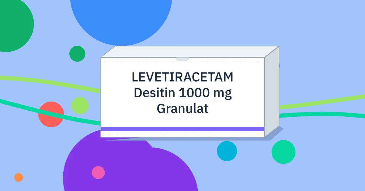 Symbolbild: Packung mit der Aufschrift LEVETIRACETAM Desitin 1000 mg Granulat (PZN 08891932) – Verfügbarkeit und Bezug in Apotheken in Frankfurt am Main