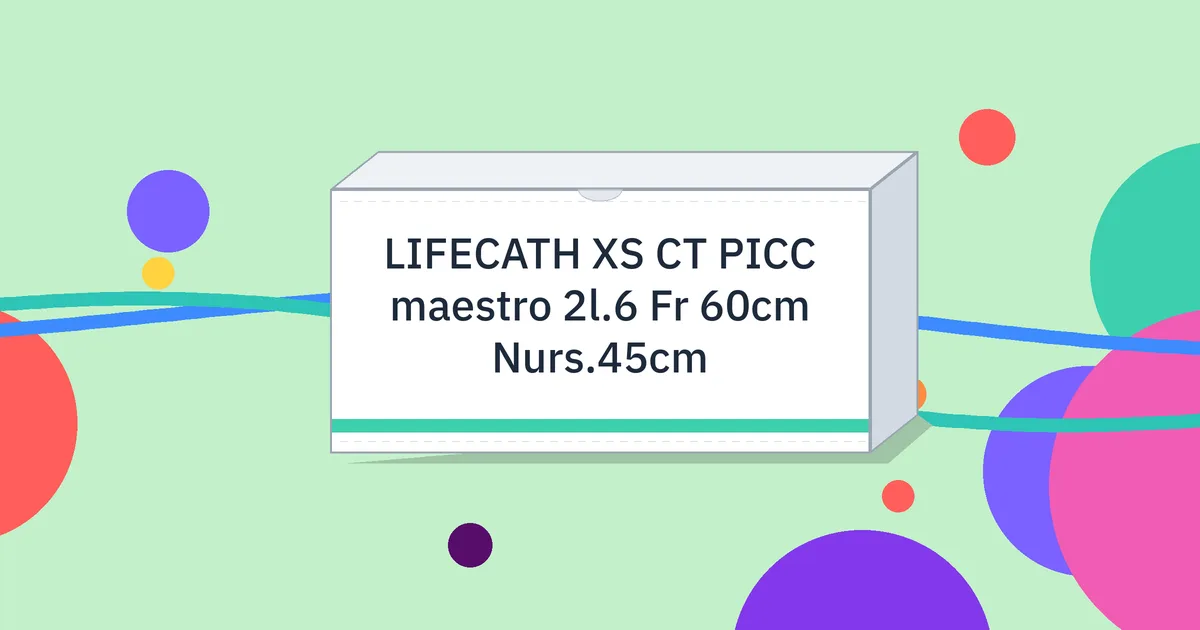 Symbolbild: Packung mit der Aufschrift LIFECATH XS CT PICC maestro 2l.6 Fr 60cm Nurs.45cm (PZN 19127795) – Verfügbarkeit und Bezug in Apotheken in Frankfurt am Main