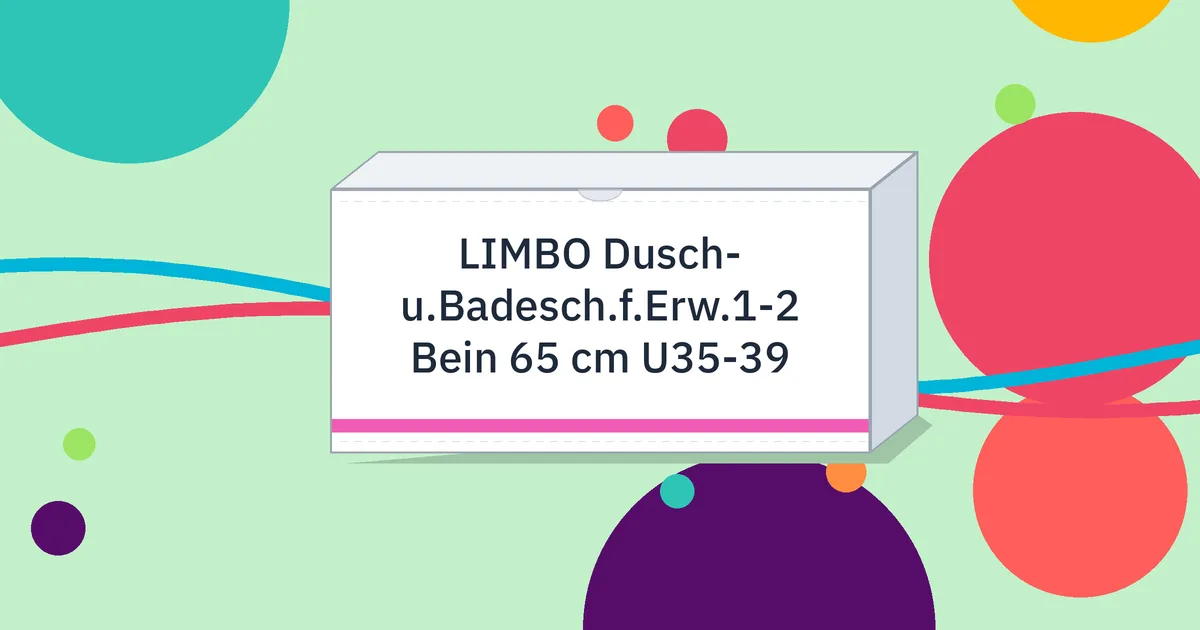 Symbolbild: Packung mit der Aufschrift LIMBO Dusch-u.Badesch.f.Erw.1-2 Bein 65 cm U35-39 (PZN 14313151) – Verfügbarkeit und Bezug in Apotheken in Frankfurt am Main