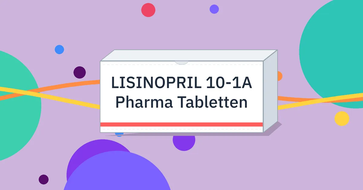 Symbolbild: Packung mit der Aufschrift LISINOPRIL 10-1A Pharma Tabletten (PZN 03061893) – Verfügbarkeit und Bezug in Apotheken in Frankfurt am Main