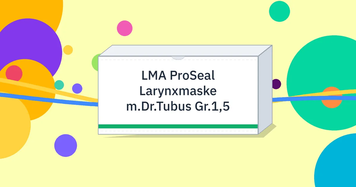 Symbolbild: Packung mit der Aufschrift LMA ProSeal Larynxmaske m.Dr.Tubus Gr.1,5 (PZN 10982487) – Verfügbarkeit und Bezug in Apotheken in Frankfurt am Main