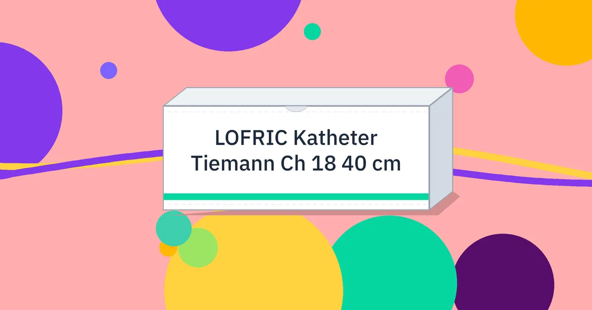 Symbolbild: Packung mit der Aufschrift LOFRIC Katheter Tiemann Ch 18 40 cm (PZN 16671558) – Verfügbarkeit und Bezug in Apotheken in Frankfurt am Main