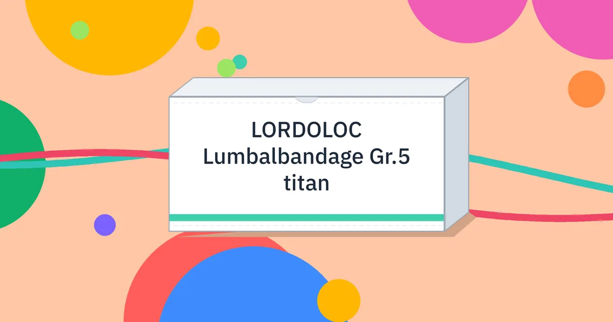 Symbolbild: Packung mit der Aufschrift LORDOLOC Lumbalbandage Gr.5 titan (PZN 03237168) – Verfügbarkeit und Bezug in Apotheken in Frankfurt am Main