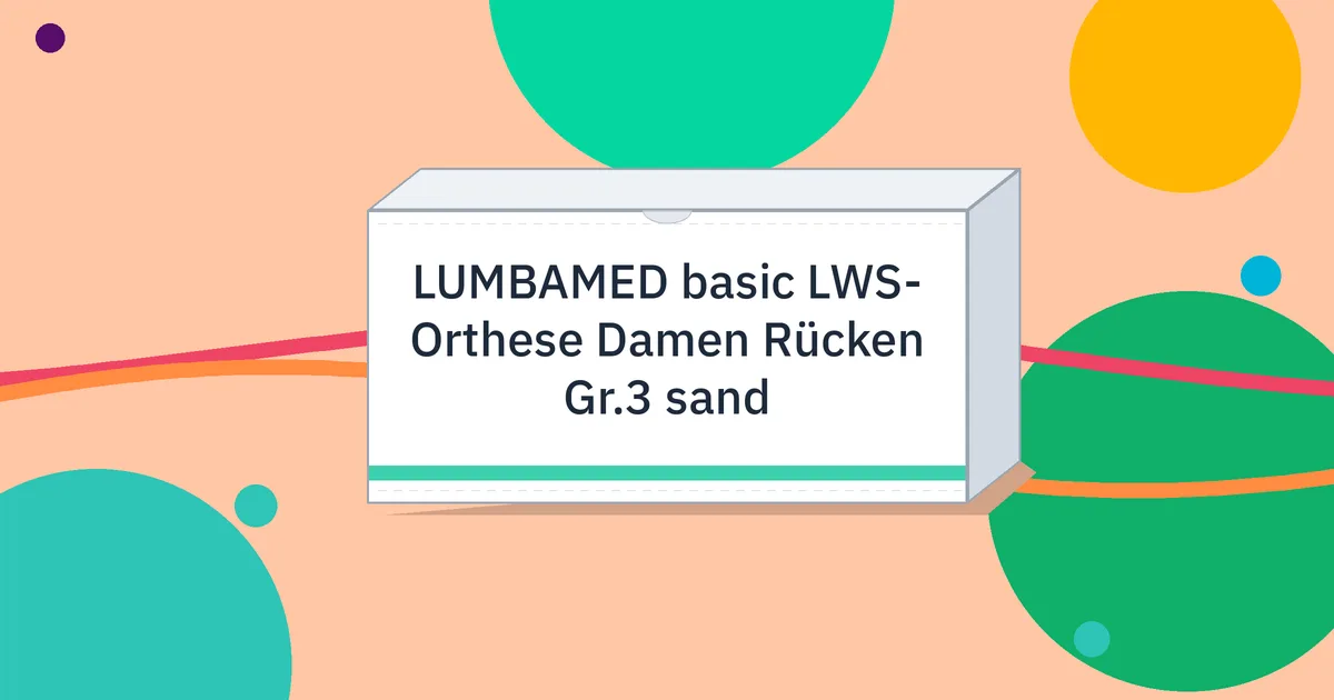 Symbolbild: Packung mit der Aufschrift LUMBAMED basic LWS-Orthese Damen Rücken Gr.3 sand (PZN 18827912) – Verfügbarkeit und Bezug in Apotheken in Frankfurt am Main