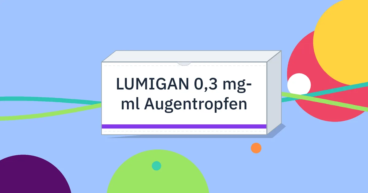 Symbolbild: Packung mit der Aufschrift LUMIGAN 0,3 mg-ml Augentropfen (PZN 06846264) – Verfügbarkeit und Bezug in Apotheken in Frankfurt am Main