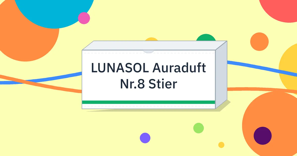 Symbolbild: Packung mit der Aufschrift LUNASOL Auraduft Nr.8 Stier (PZN 20060292) – Verfügbarkeit und Bezug in Apotheken in Frankfurt am Main