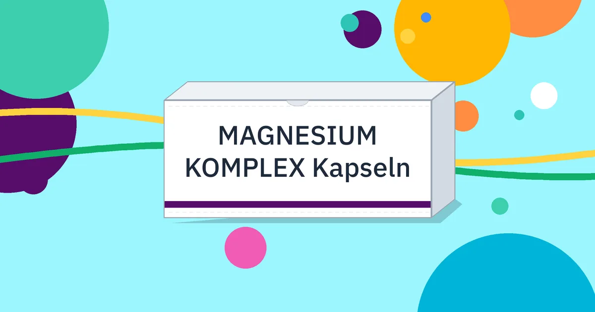 Symbolbild: Packung mit der Aufschrift MAGNESIUM KOMPLEX Kapseln (PZN 18751439) – Verfügbarkeit und Bezug in Apotheken in Frankfurt am Main