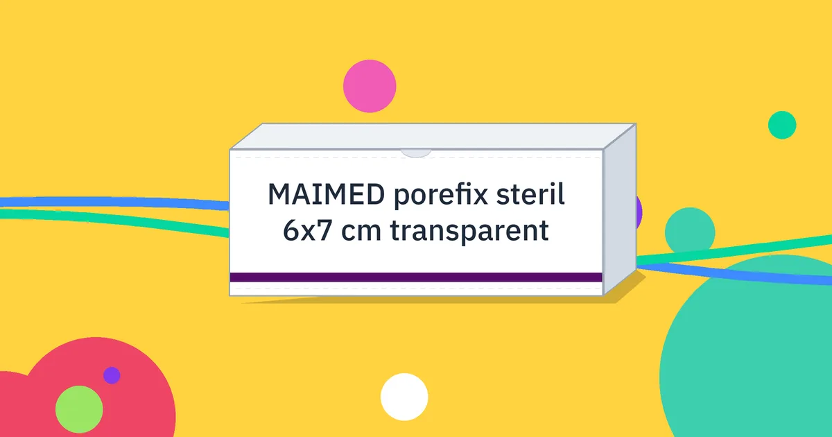 Symbolbild: Packung mit der Aufschrift MAIMED porefix steril 6x7 cm transparent (PZN 09100625) – Verfügbarkeit und Bezug in Apotheken in Frankfurt am Main