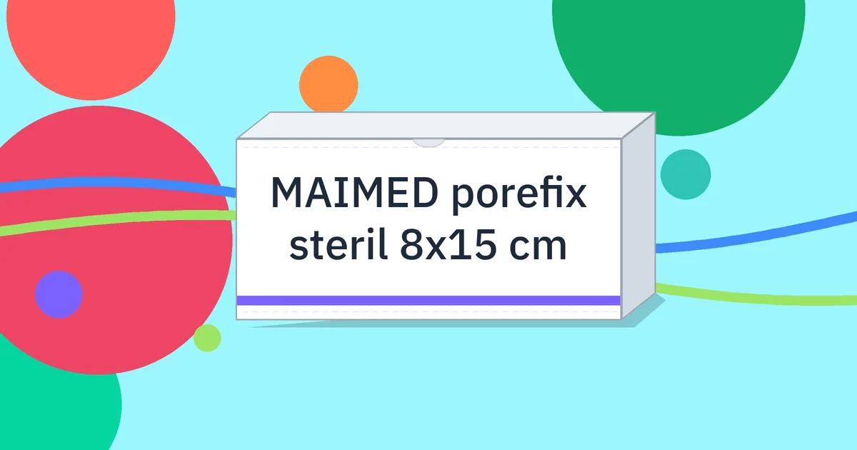 Symbolbild: Packung mit der Aufschrift MAIMED porefix steril 8x15 cm (PZN 07795669) – Verfügbarkeit und Bezug in Apotheken in Frankfurt am Main
