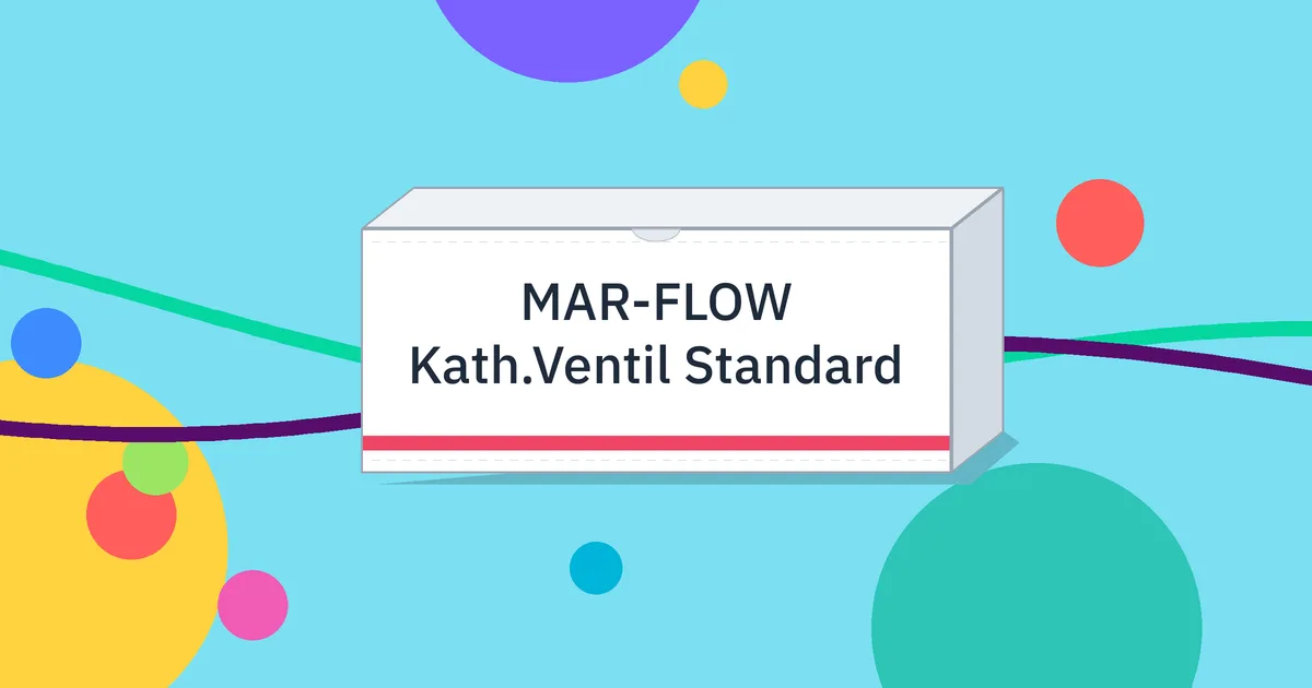 Symbolbild: Packung mit der Aufschrift MAR-FLOW Kath.Ventil Standard (PZN 00463059) – Verfügbarkeit und Bezug in Apotheken in Frankfurt am Main