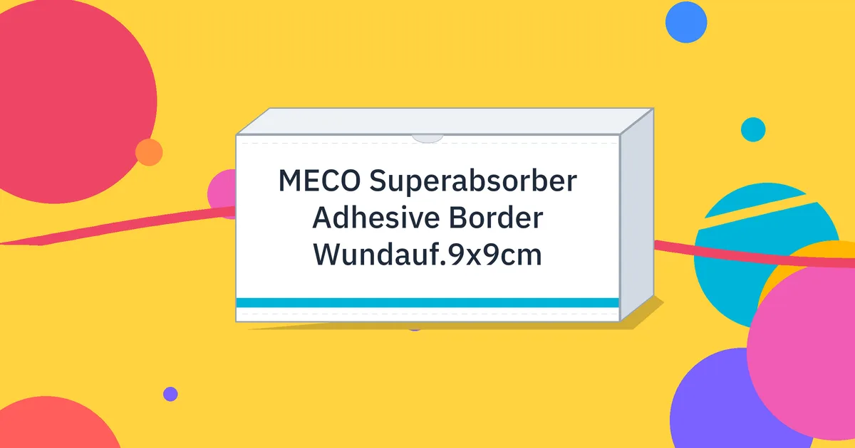 Symbolbild: Packung mit der Aufschrift MECO Superabsorber Adhesive Border Wundauf.9x9cm (PZN 19264569) – Verfügbarkeit und Bezug in Apotheken in Frankfurt am Main