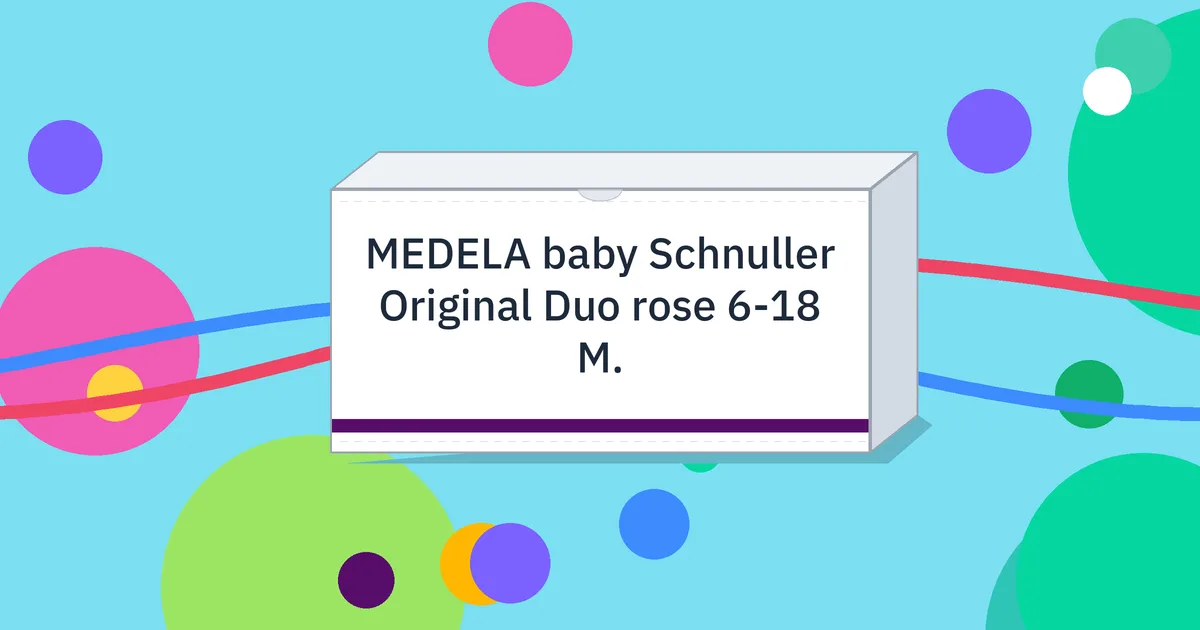 Symbolbild: Packung mit der Aufschrift MEDELA baby Schnuller Original Duo rose 6-18 M. (PZN 17256956) – Verfügbarkeit und Bezug in Apotheken in Frankfurt am Main