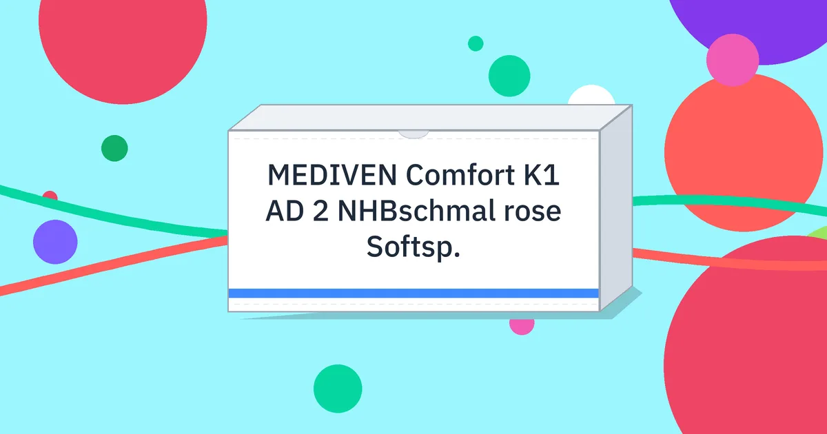 Symbolbild: Packung mit der Aufschrift MEDIVEN Comfort K1 AD 2 NHBschmal rose Softsp. (PZN 14561564) – Verfügbarkeit und Bezug in Apotheken in Frankfurt am Main