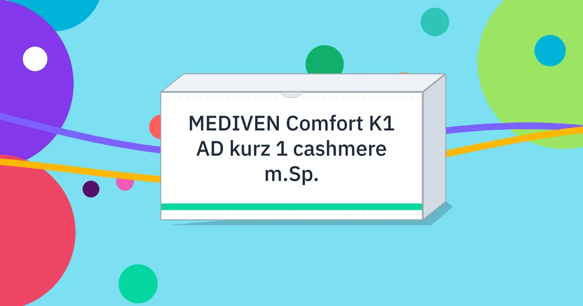 Symbolbild: Packung mit der Aufschrift MEDIVEN Comfort K1 AD kurz 1 cashmere m.Sp. (PZN 14660059) – Verfügbarkeit und Bezug in Apotheken in Frankfurt am Main