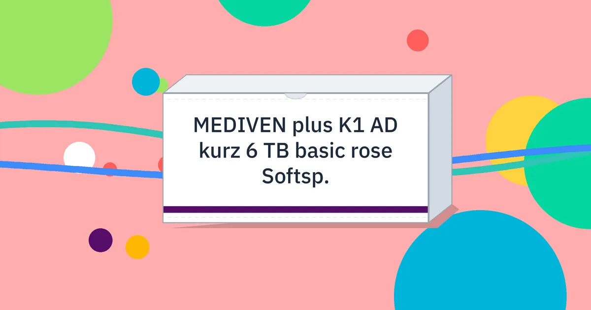 Symbolbild: Packung mit der Aufschrift MEDIVEN plus K1 AD kurz 6 TB basic rose Softsp. (PZN 15045623) – Verfügbarkeit und Bezug in Apotheken in Frankfurt am Main