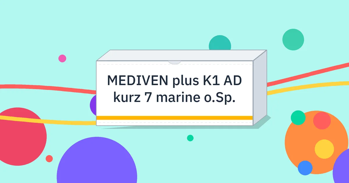 Symbolbild: Packung mit der Aufschrift MEDIVEN plus K1 AD kurz 7 marine o.Sp. (PZN 15043512) – Verfügbarkeit und Bezug in Apotheken in Frankfurt am Main