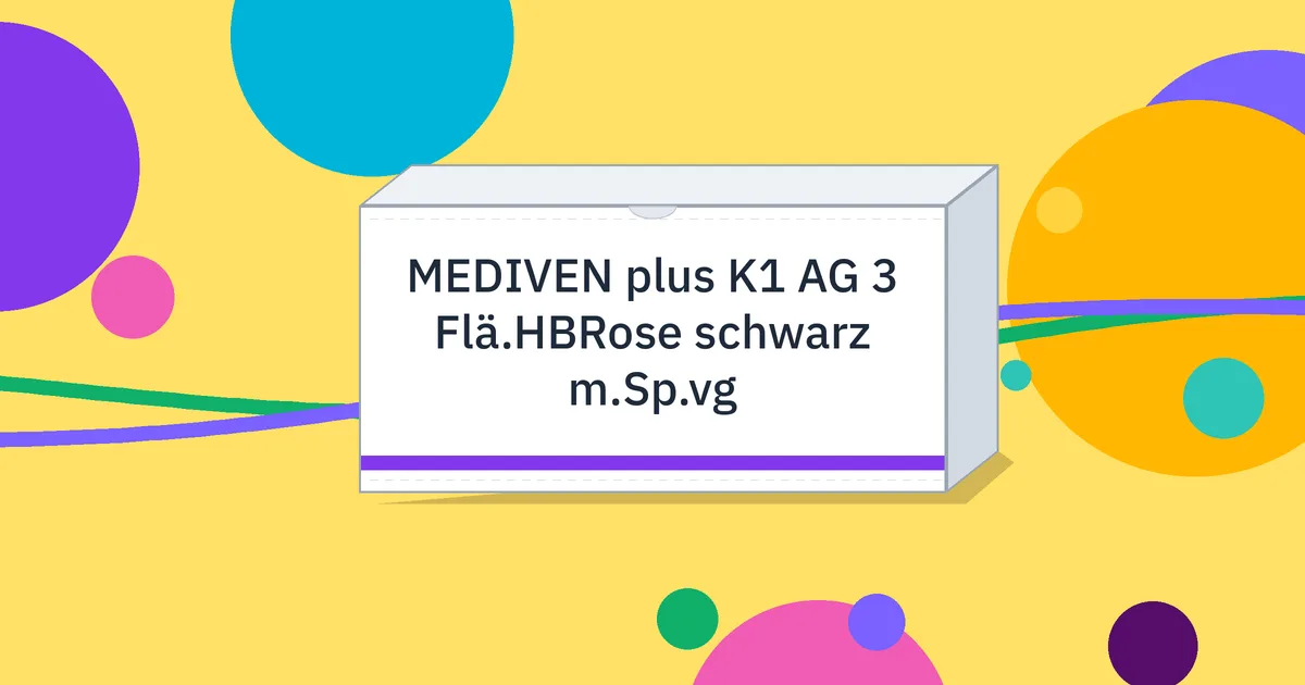 Symbolbild: Packung mit der Aufschrift MEDIVEN plus K1 AG 3 Flä.HBRose schwarz m.Sp.vg (PZN 15913137) – Verfügbarkeit und Bezug in Apotheken in Frankfurt am Main