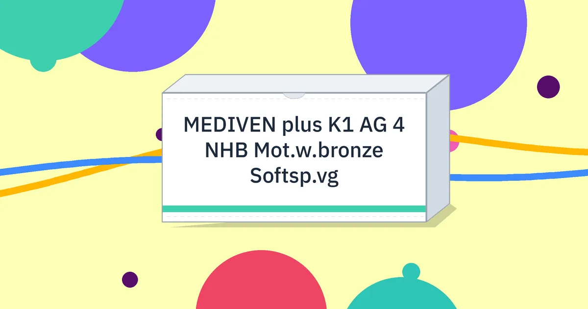 Symbolbild: Packung mit der Aufschrift MEDIVEN plus K1 AG 4 NHB Mot.w.bronze Softsp.vg (PZN 15920427) – Verfügbarkeit und Bezug in Apotheken in Frankfurt am Main