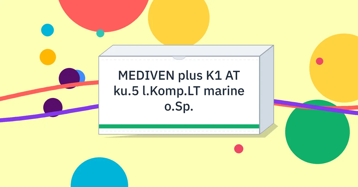 Symbolbild: Packung mit der Aufschrift MEDIVEN plus K1 AT ku.5 l.Komp.LT marine o.Sp. (PZN 15028582) – Verfügbarkeit und Bezug in Apotheken in Frankfurt am Main