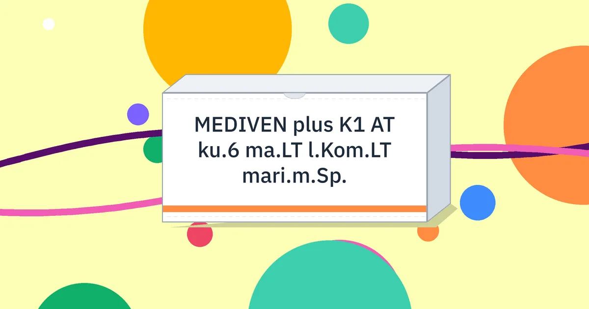 Symbolbild: Packung mit der Aufschrift MEDIVEN plus K1 AT ku.6 ma.LT l.Kom.LT mari.m.Sp. (PZN 15071336) – Verfügbarkeit und Bezug in Apotheken in Frankfurt am Main