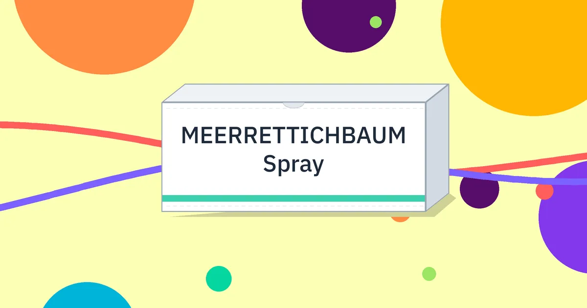Symbolbild: Packung mit der Aufschrift MEERRETTICHBAUM Spray (PZN 17377565) – Verfügbarkeit und Bezug in Apotheken in Frankfurt am Main