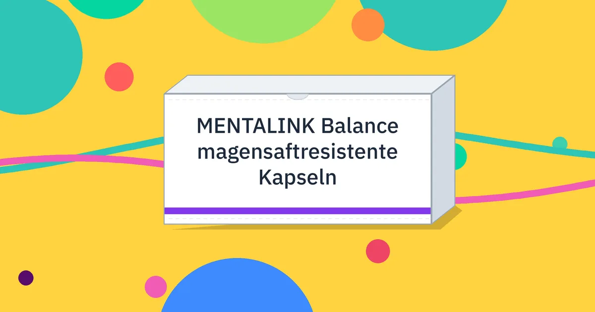 Symbolbild: Packung mit der Aufschrift MENTALINK Balance magensaftresistente Kapseln (PZN 17206289) – Verfügbarkeit und Bezug in Apotheken in Frankfurt am Main