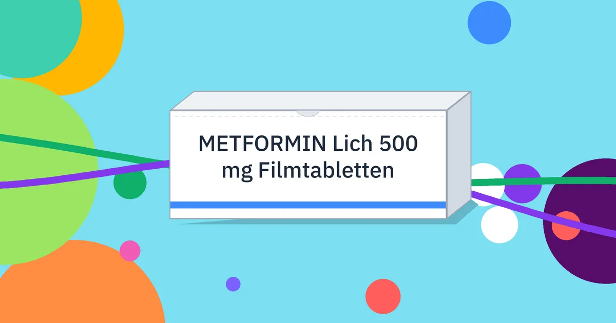 Symbolbild: Packung mit der Aufschrift METFORMIN Lich 500 mg Filmtabletten (PZN 08839104) – Verfügbarkeit und Bezug in Apotheken in Frankfurt am Main