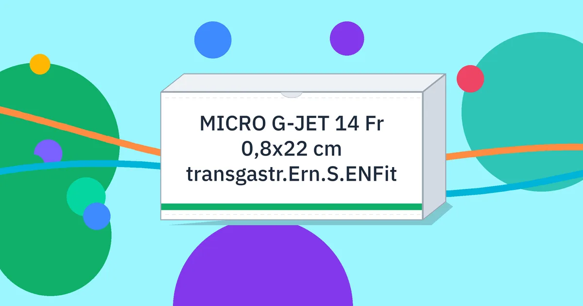 Symbolbild: Packung mit der Aufschrift MICRO G-JET 14 Fr 0,8x22 cm transgastr.Ern.S.ENFit (PZN 17817917) – Verfügbarkeit und Bezug in Apotheken in Frankfurt am Main