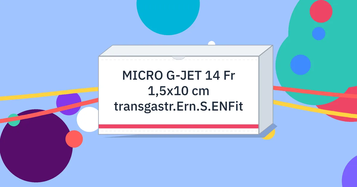 Symbolbild: Packung mit der Aufschrift MICRO G-JET 14 Fr 1,5x10 cm transgastr.Ern.S.ENFit (PZN 17818130) – Verfügbarkeit und Bezug in Apotheken in Frankfurt am Main