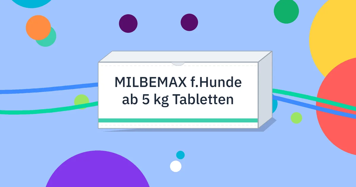 Symbolbild: Packung mit der Aufschrift MILBEMAX f.Hunde ab 5 kg Tabletten (PZN 01329647) – Verfügbarkeit und Bezug in Apotheken in Frankfurt am Main