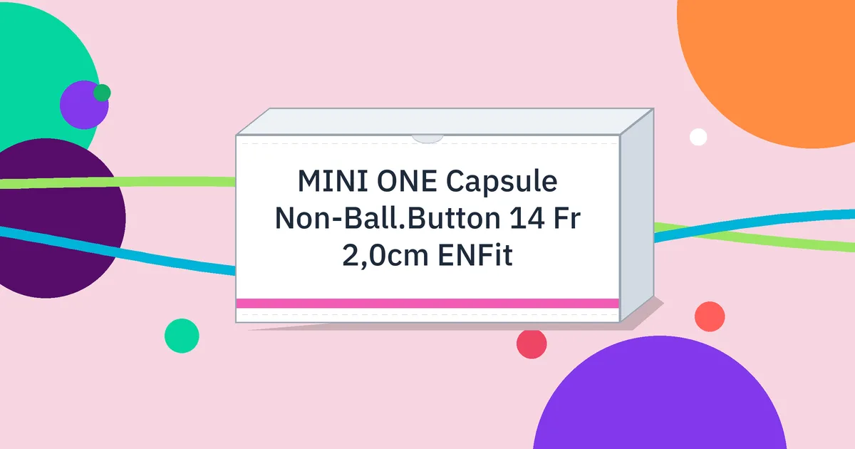Symbolbild: Packung mit der Aufschrift MINI ONE Capsule Non-Ball.Button 14 Fr 2,0cm ENFit (PZN 14344016) – Verfügbarkeit und Bezug in Apotheken in Frankfurt am Main