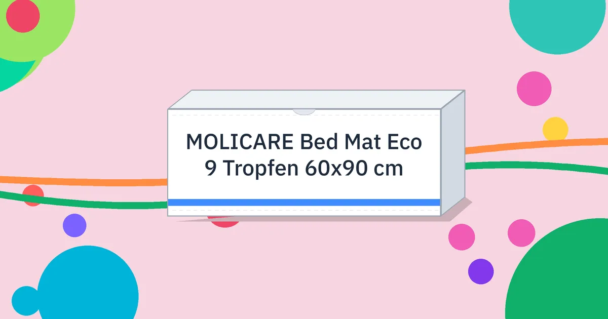 Symbolbild: Packung mit der Aufschrift MOLICARE Bed Mat Eco 9 Tropfen 60x90 cm (PZN 16137008) – Verfügbarkeit und Bezug in Apotheken in Frankfurt am Main