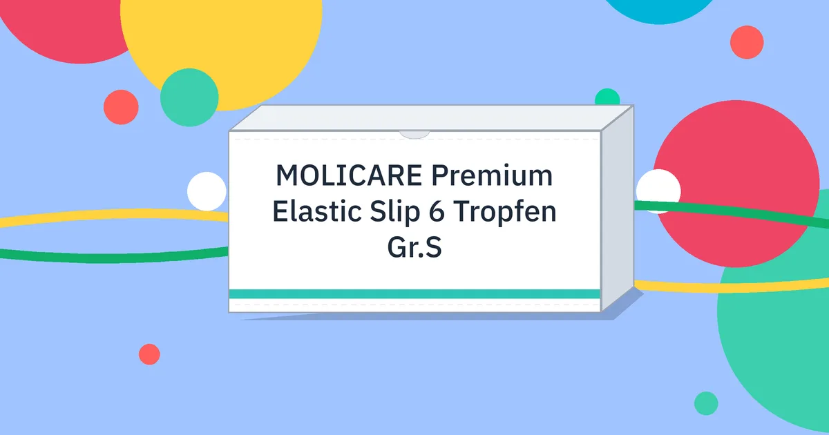 Symbolbild: Packung mit der Aufschrift MOLICARE Premium Elastic Slip 6 Tropfen Gr.S (PZN 14215158) – Verfügbarkeit und Bezug in Apotheken in Frankfurt am Main