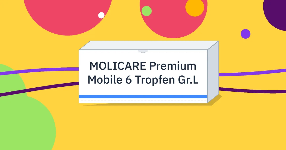 Symbolbild: Packung mit der Aufschrift MOLICARE Premium Mobile 6 Tropfen Gr.L (PZN 17936496) – Verfügbarkeit und Bezug in Apotheken in Frankfurt am Main