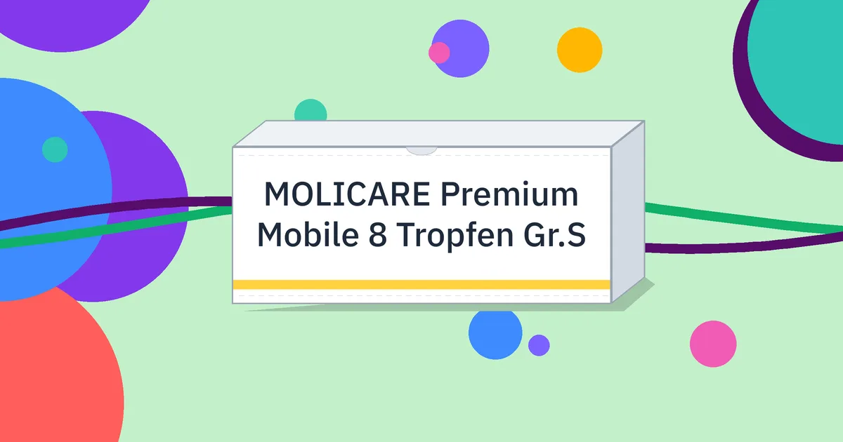Symbolbild: Packung mit der Aufschrift MOLICARE Premium Mobile 8 Tropfen Gr.S (PZN 17936533) – Verfügbarkeit und Bezug in Apotheken in Frankfurt am Main