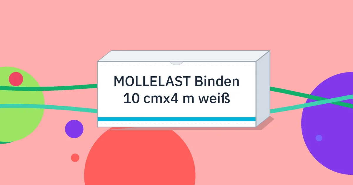 Symbolbild: Packung mit der Aufschrift MOLLELAST Binden 10 cmx4 m weiß (PZN 04781514) – Verfügbarkeit und Bezug in Apotheken in Frankfurt am Main