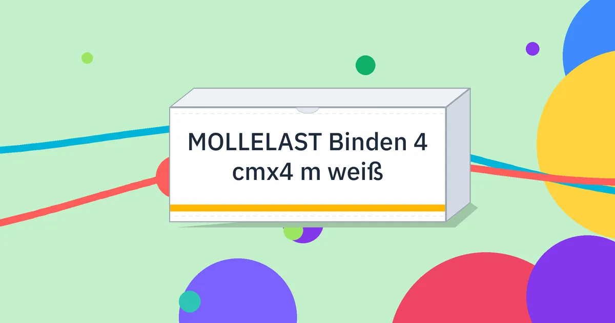 Symbolbild: Packung mit der Aufschrift MOLLELAST Binden 4 cmx4 m weiß (PZN 04781537) – Verfügbarkeit und Bezug in Apotheken in Frankfurt am Main