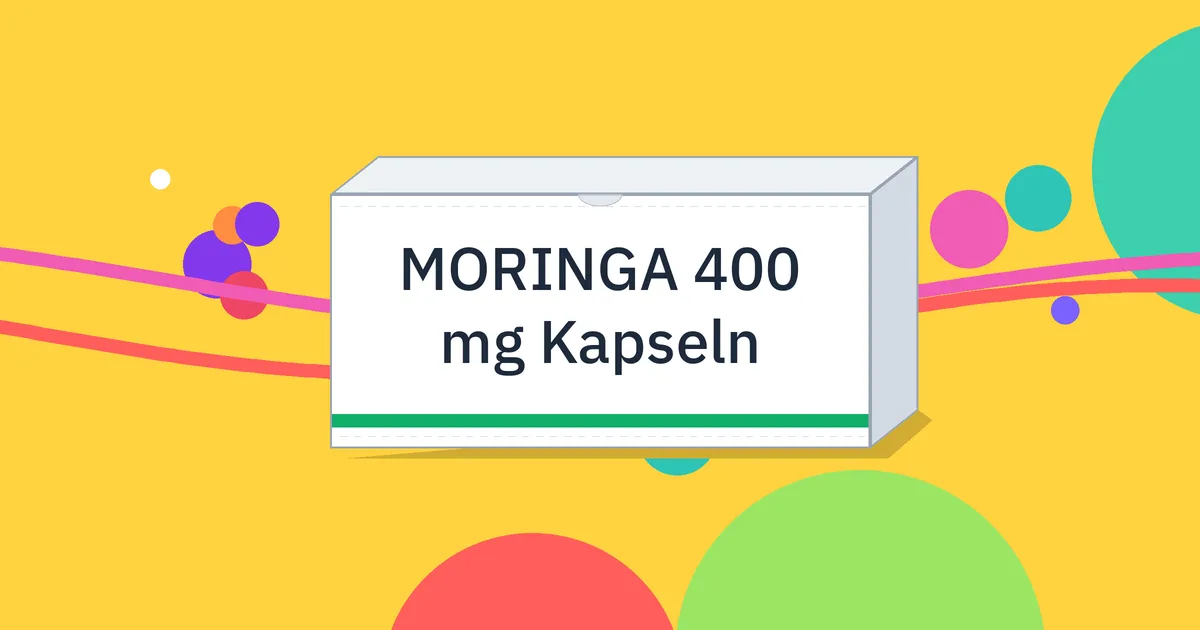 Symbolbild: Packung mit der Aufschrift MORINGA 400 mg Kapseln (PZN 12546247) – Verfügbarkeit und Bezug in Apotheken in Frankfurt am Main