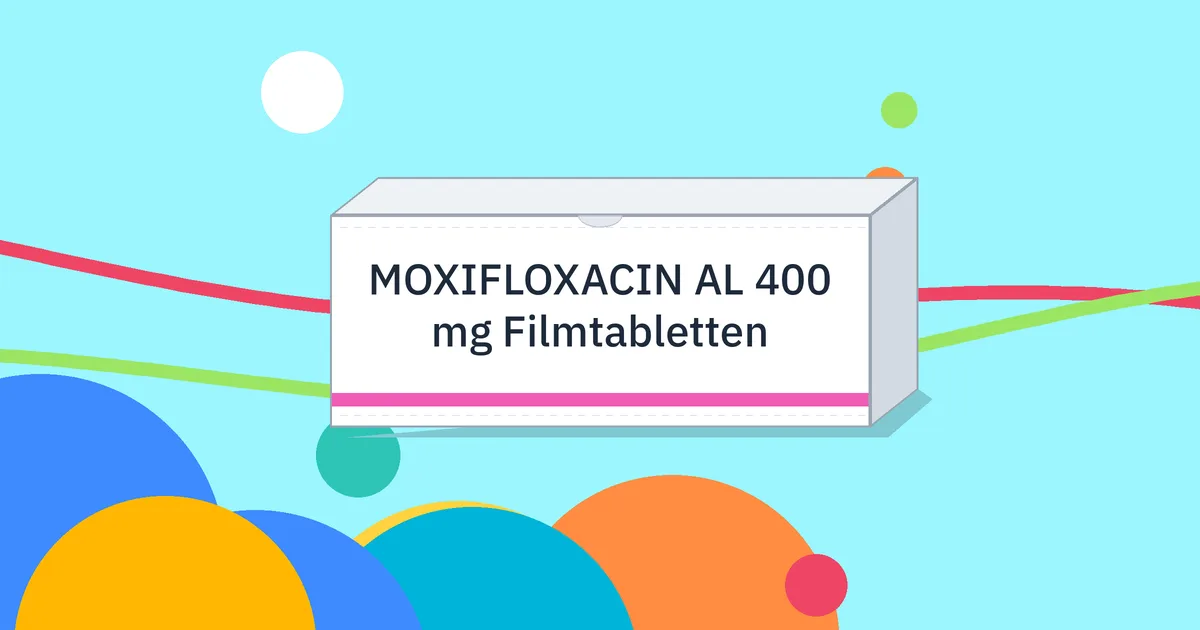 Symbolbild: Packung mit der Aufschrift MOXIFLOXACIN AL 400 mg Filmtabletten (PZN 10080112) – Verfügbarkeit und Bezug in Apotheken in Frankfurt am Main