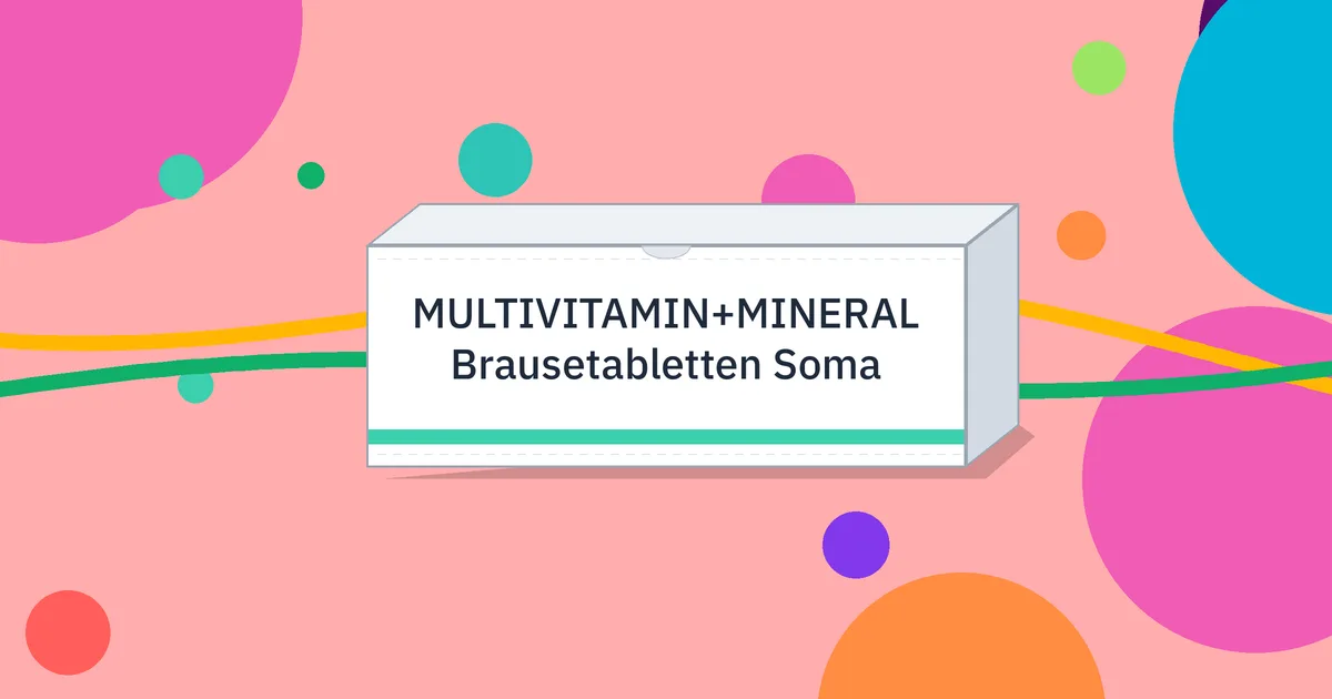 Symbolbild: Packung mit der Aufschrift MULTIVITAMIN+MINERAL Brausetabletten Soma (PZN 08900565) – Verfügbarkeit und Bezug in Apotheken in Frankfurt am Main