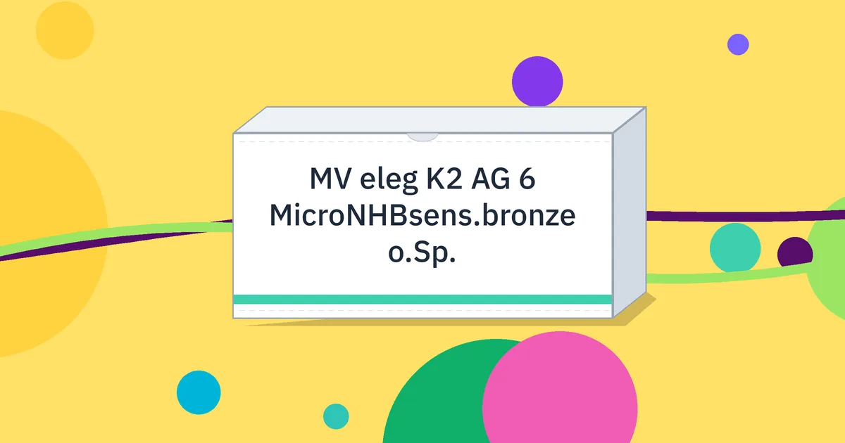 Symbolbild: Packung mit der Aufschrift MV eleg K2 AG 6 MicroNHBsens.bronze o.Sp. (PZN 15724057) – Verfügbarkeit und Bezug in Apotheken in Frankfurt am Main