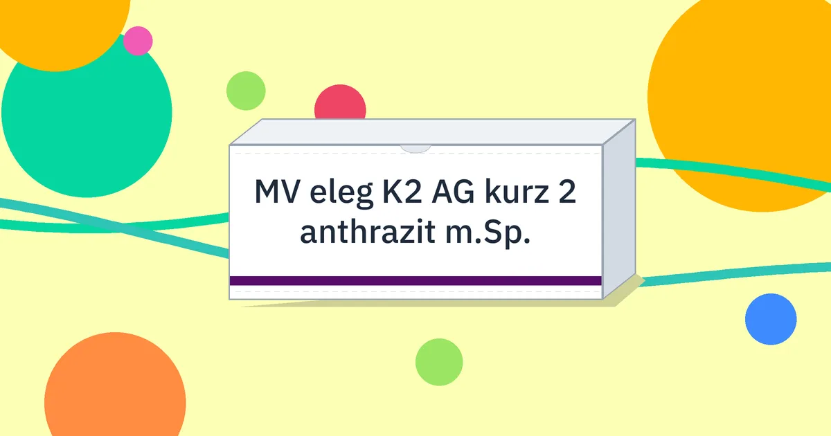 Symbolbild: Packung mit der Aufschrift MV eleg K2 AG kurz 2 anthrazit m.Sp. (PZN 00644134) – Verfügbarkeit und Bezug in Apotheken in Frankfurt am Main