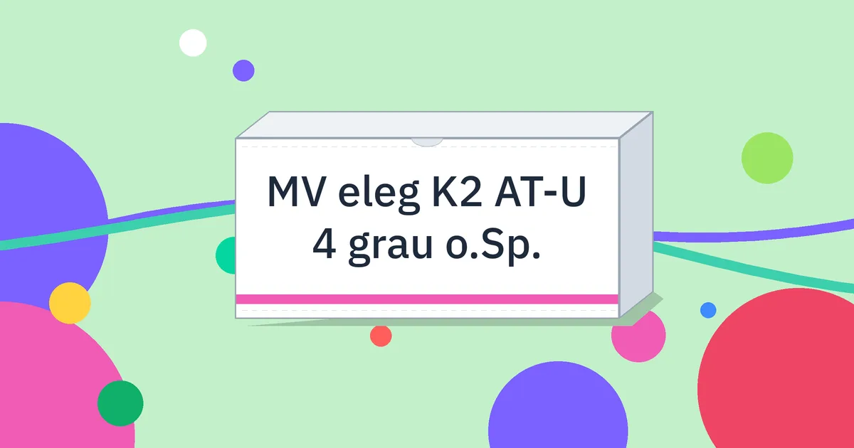 Symbolbild: Packung mit der Aufschrift MV eleg K2 AT-U 4 grau o.Sp. (PZN 18923320) – Verfügbarkeit und Bezug in Apotheken in Frankfurt am Main
