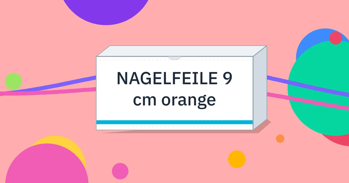 Symbolbild: Packung mit der Aufschrift NAGELFEILE 9 cm orange (PZN 01510281) – Verfügbarkeit und Bezug in Apotheken in Frankfurt am Main