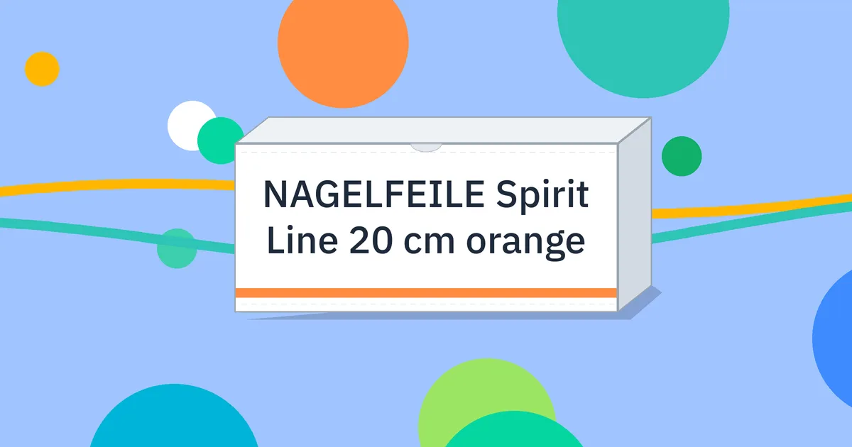 Symbolbild: Packung mit der Aufschrift NAGELFEILE Spirit Line 20 cm orange (PZN 01509504) – Verfügbarkeit und Bezug in Apotheken in Frankfurt am Main